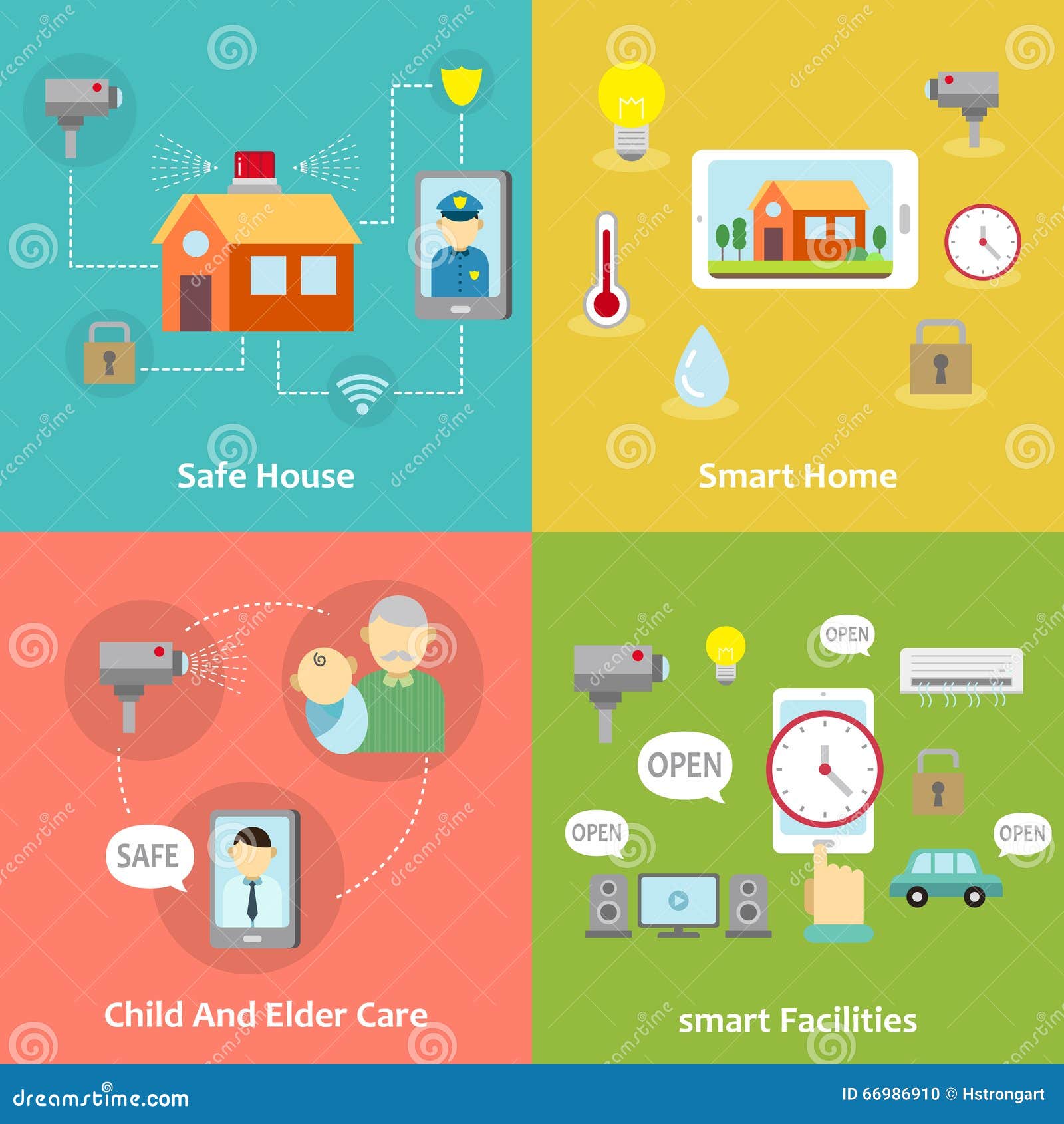 Smart Home and Facilities Banner Stock Vector - Illustration of ...