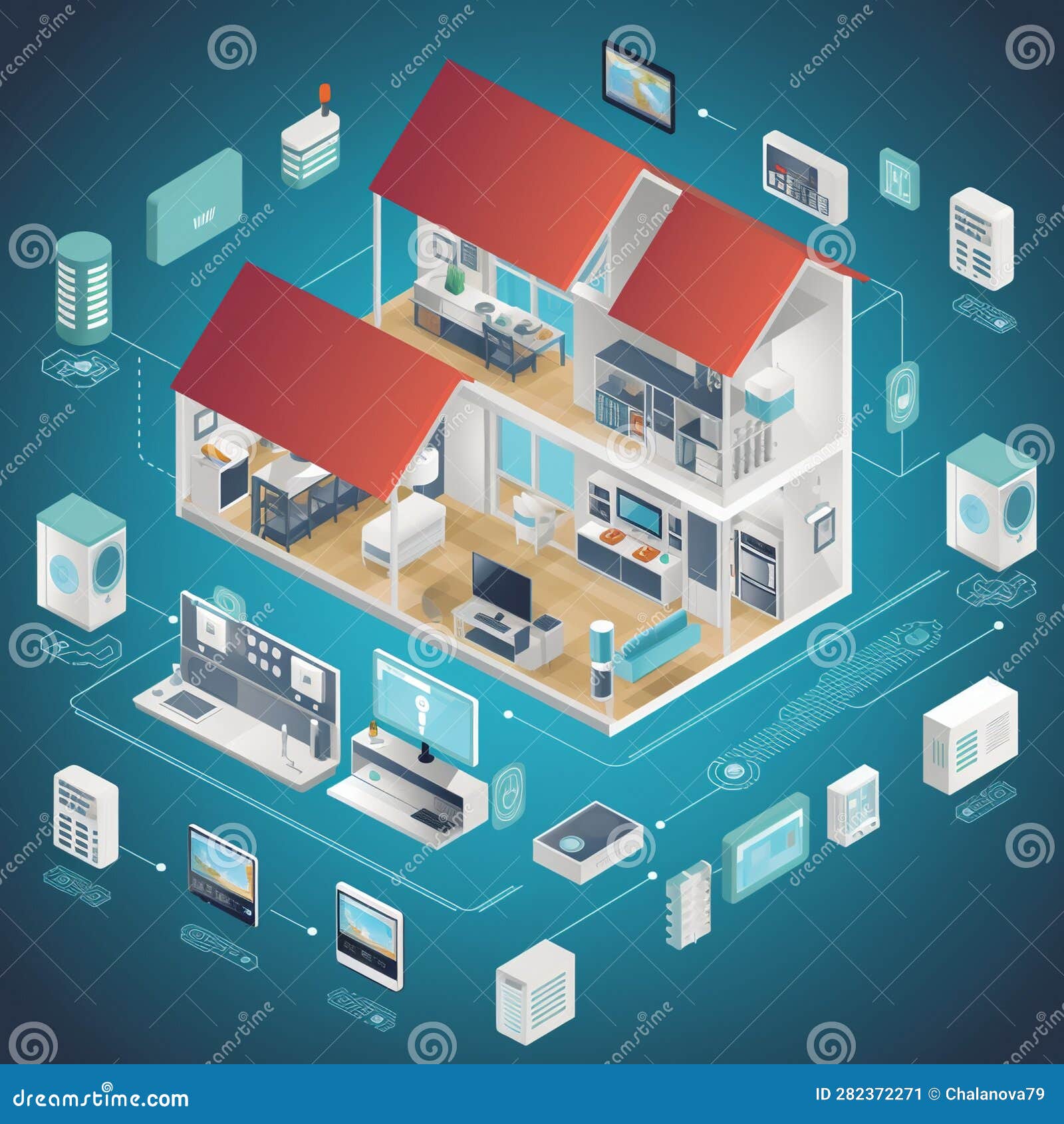 Smart Home. Flat Design Style Illustration Concept of Smart House ...