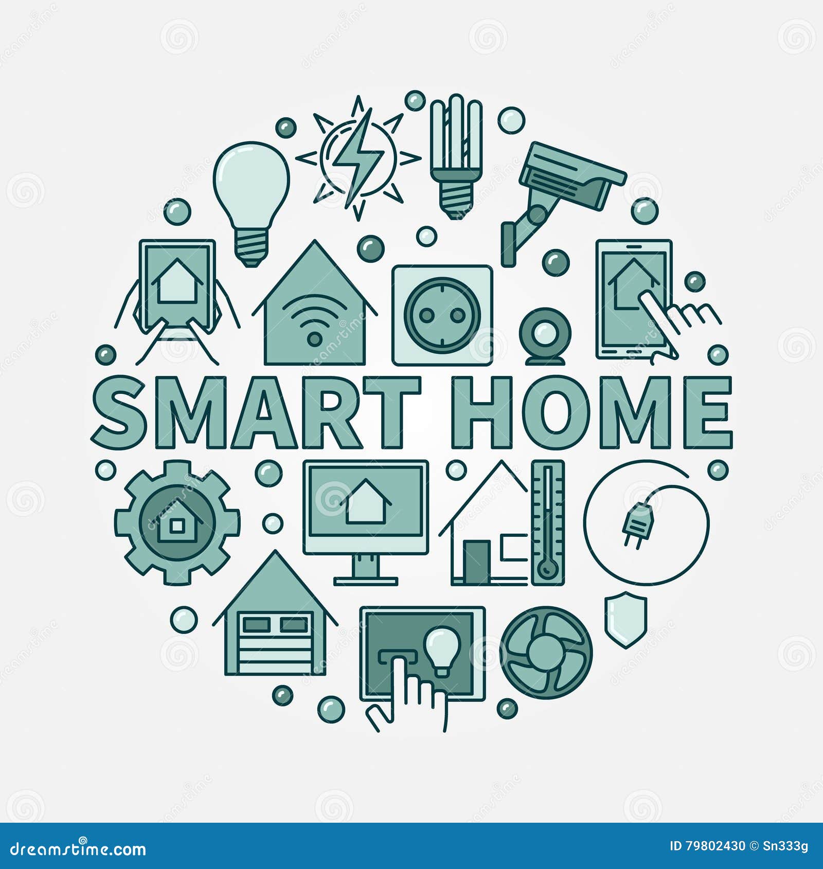 Smart Home Flat Illustration Stock Vector - Illustration of gear, power ...