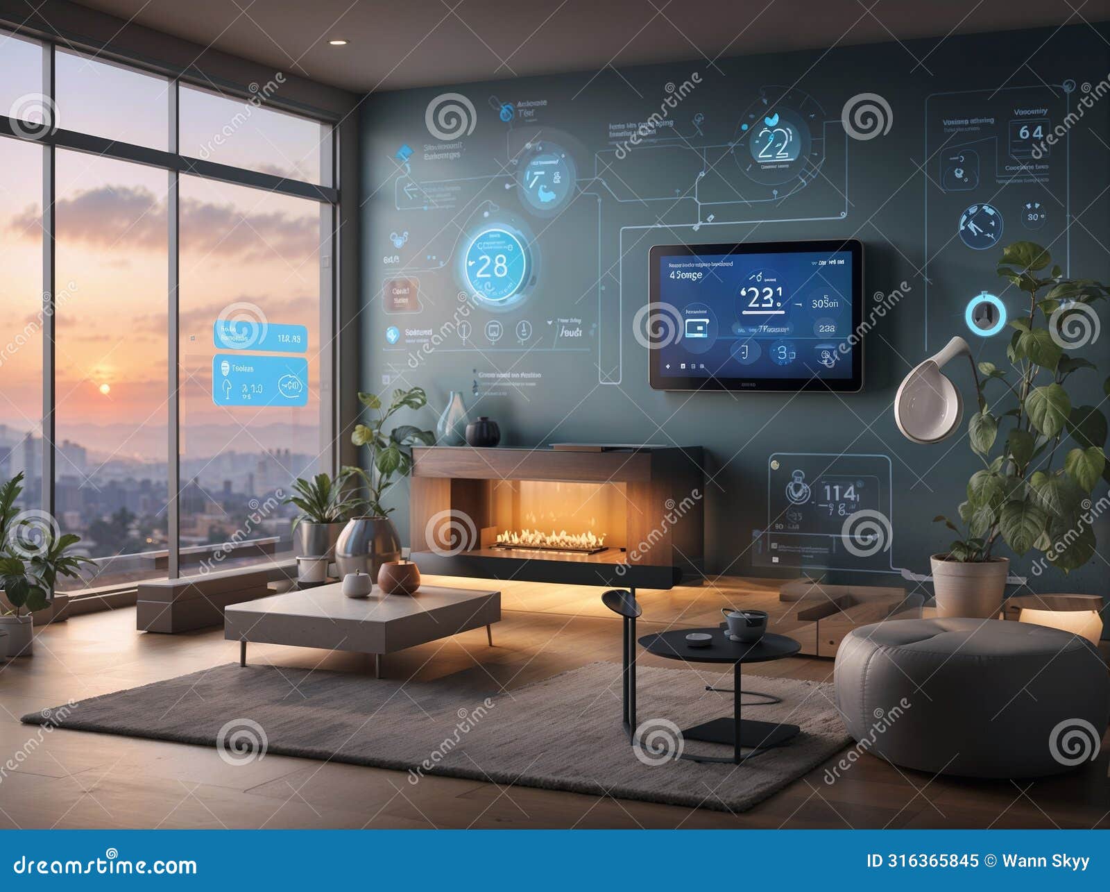 Smart Home of the Future with Communication Technology Stock Image ...