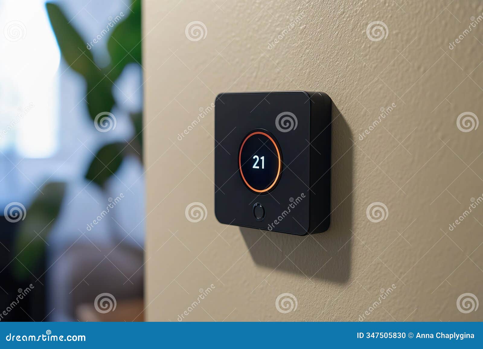 Smart Home Heating System Interface with Digital Display Shows ...