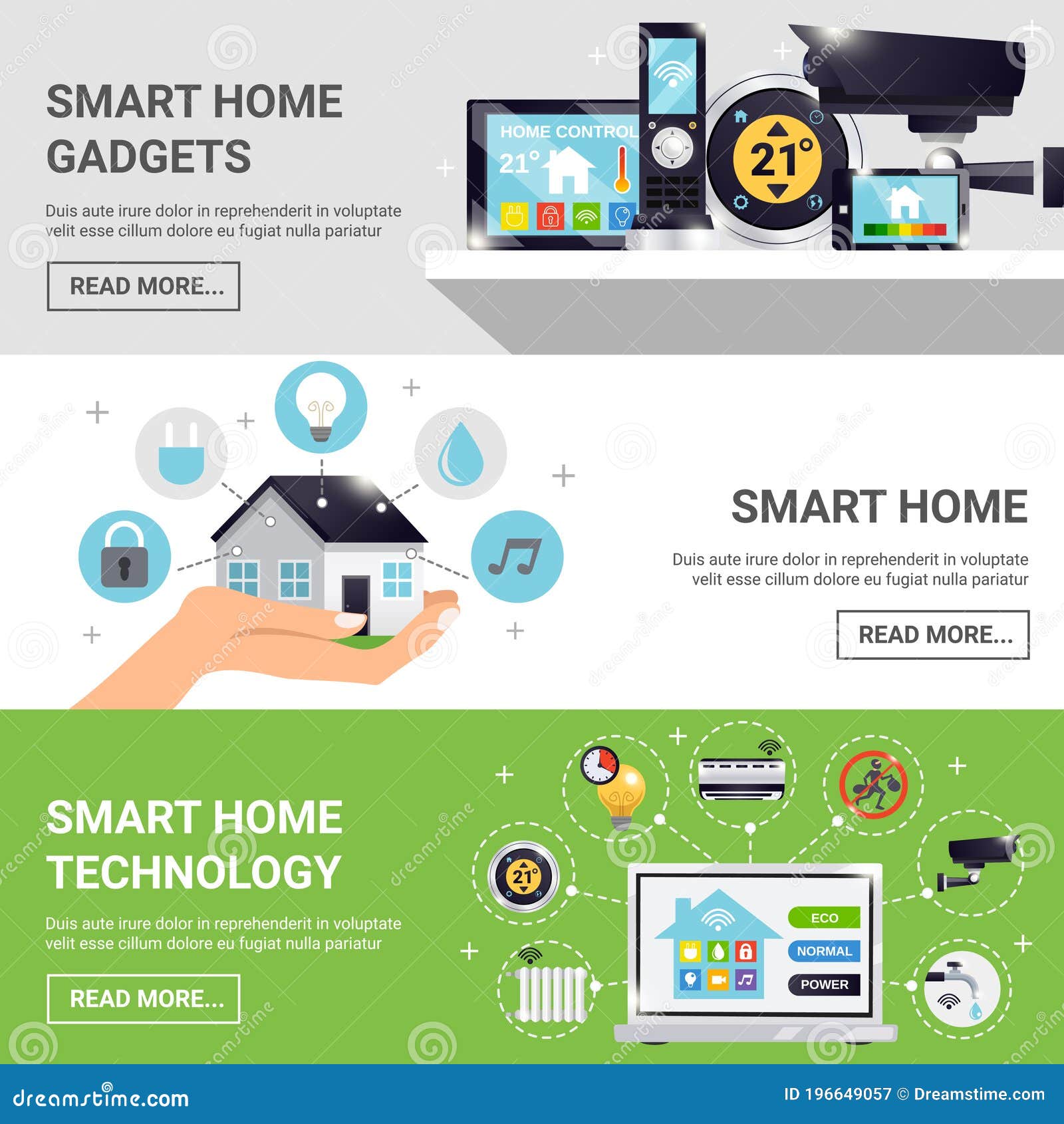 Smart Home Horizontal Banner Set Stock Vector - Illustration of ...