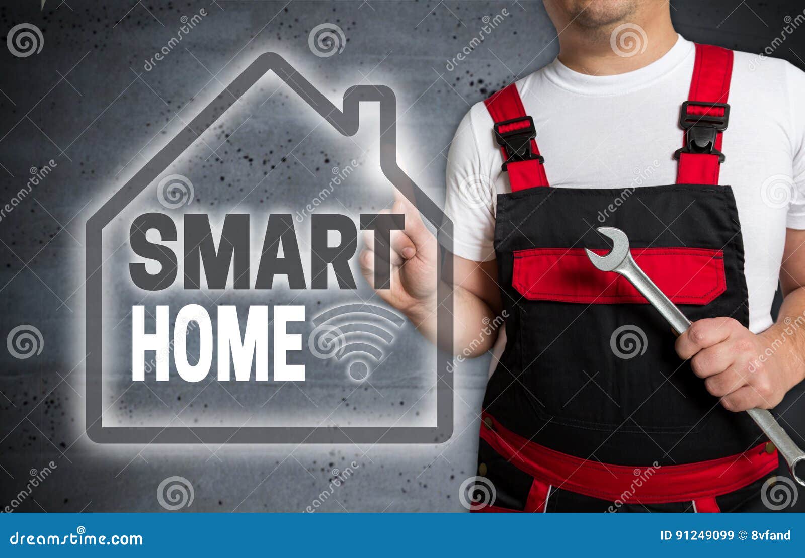 Smart Home with House Touchscreen is Serviced by Technician Stock Image ...