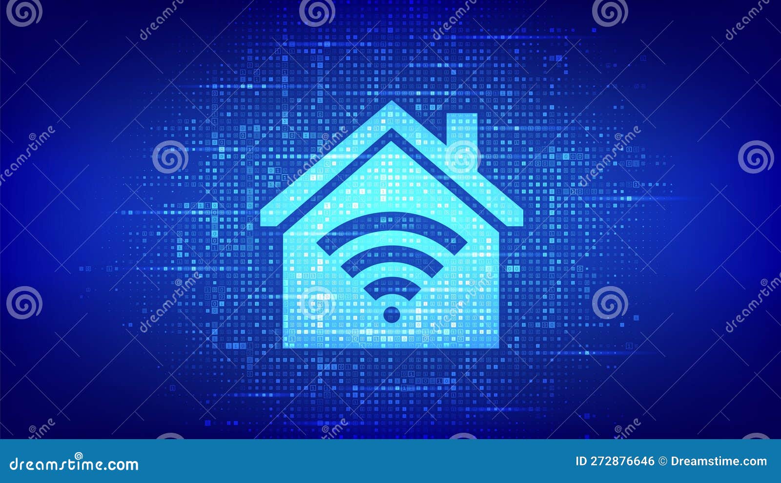 Smart Home Icon Made with Binary Code. Automation Control System ...