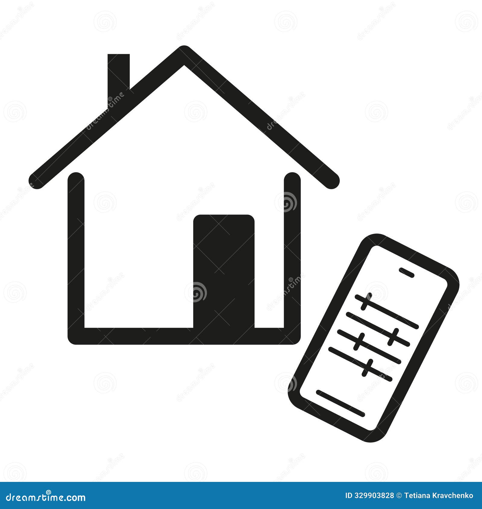 Smart Home Icon. Mobile Phone Control. House Technology Vector. Black ...