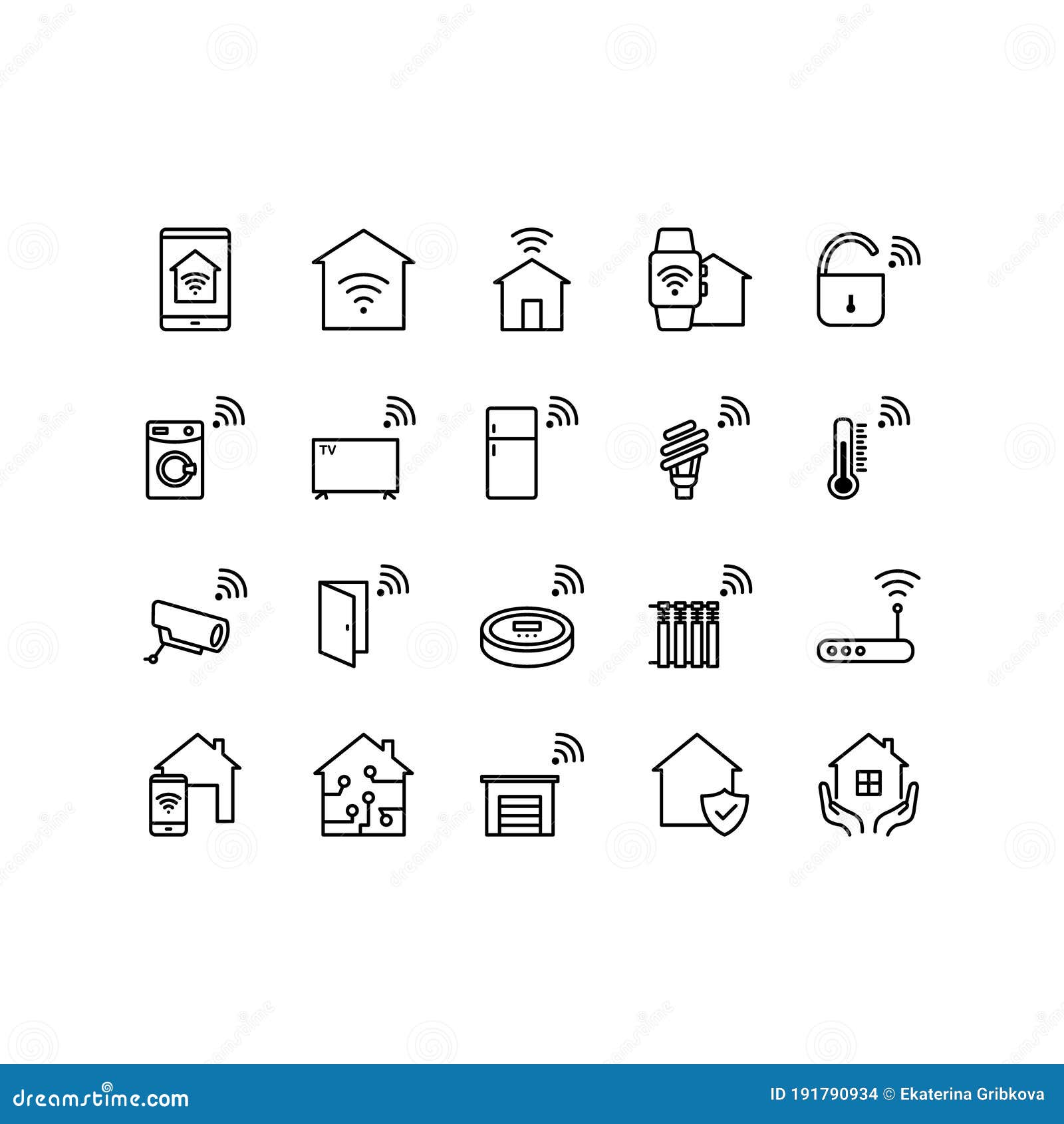 Smart Home Icon Set, Home Automation System, Smart Systems and ...