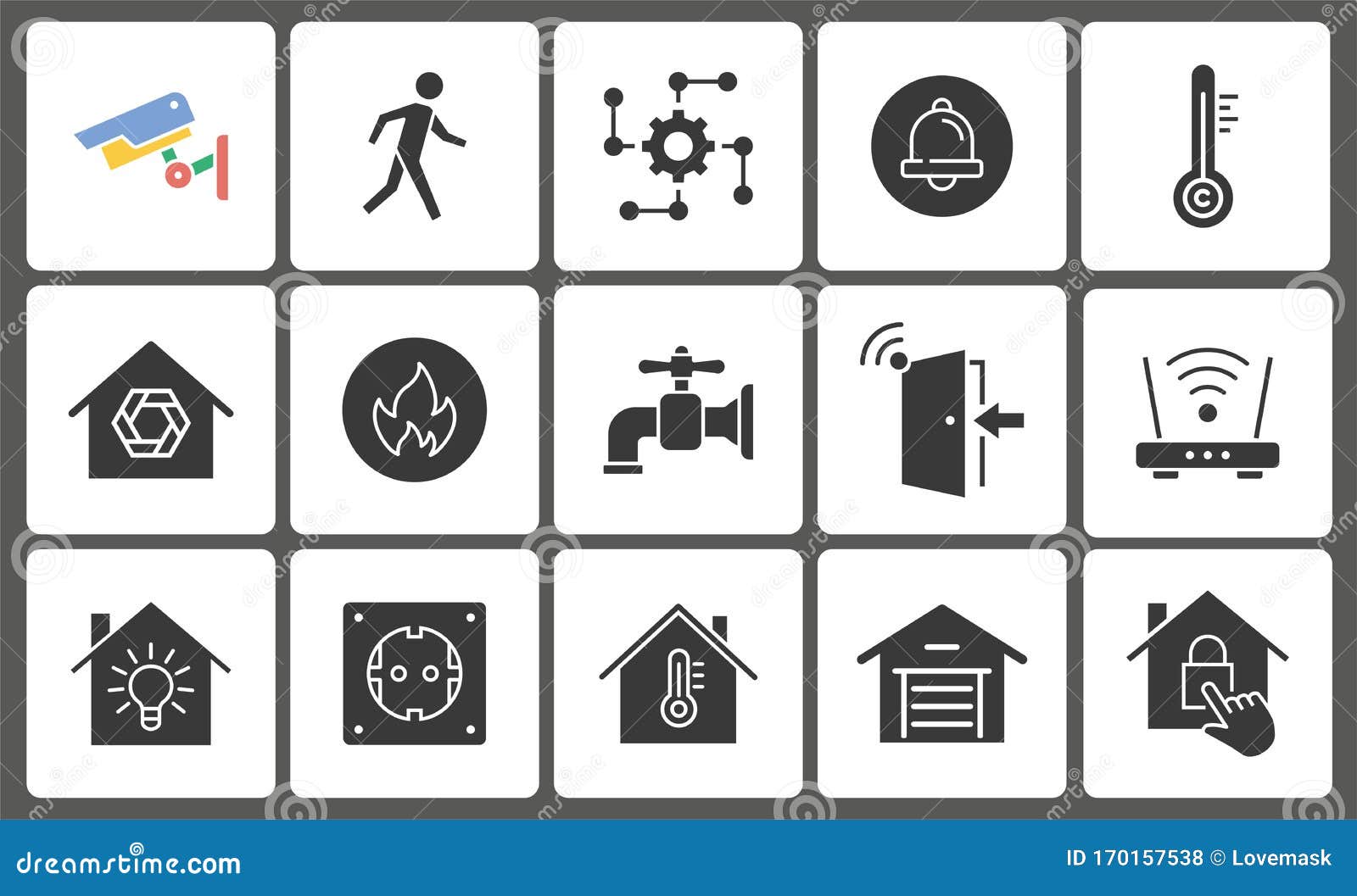 Smart Home Icon Set. Illustrations Isolated on White Stock Illustration ...