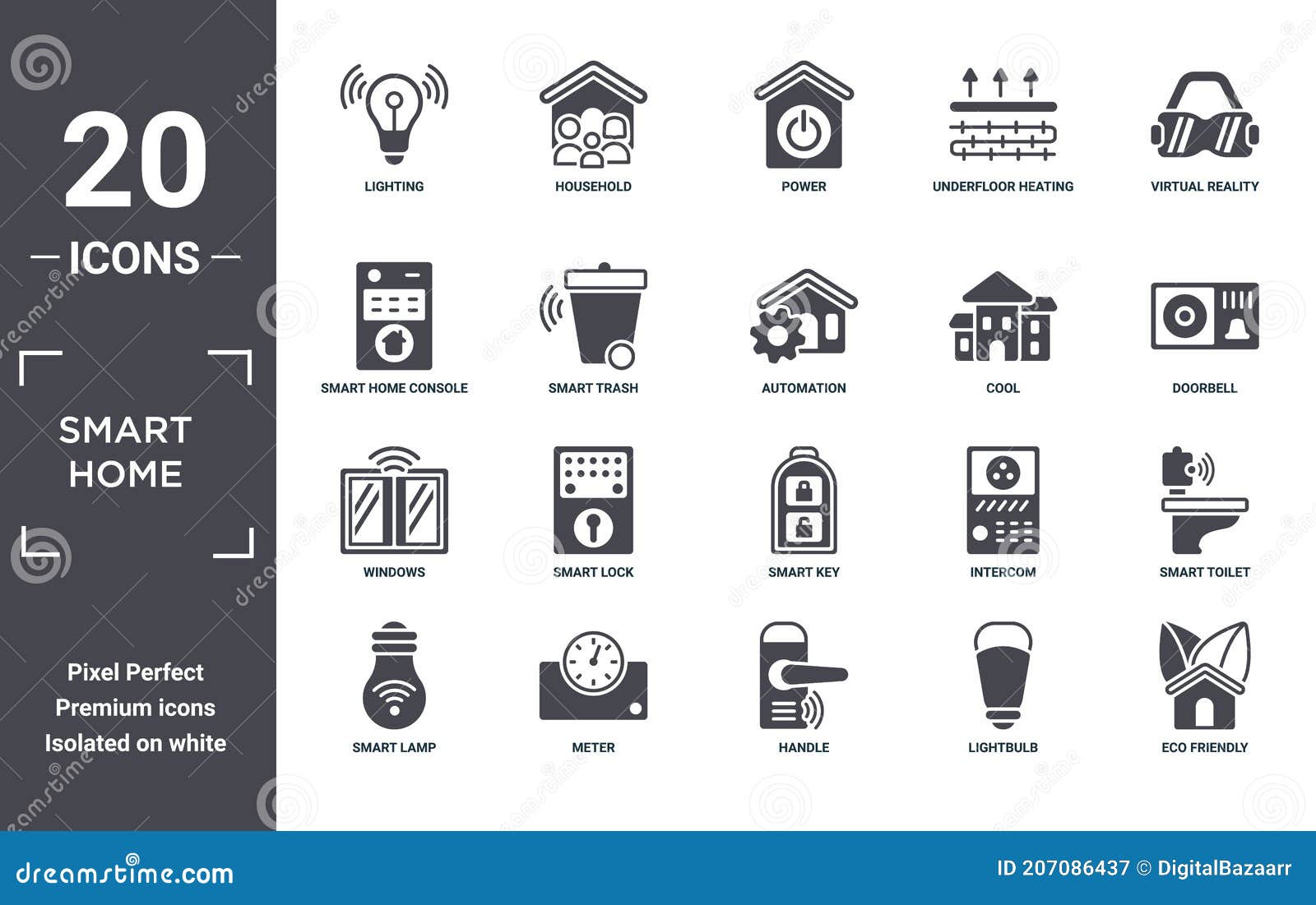Smart.home icon set stock vector. Illustration of lamp - 207086437