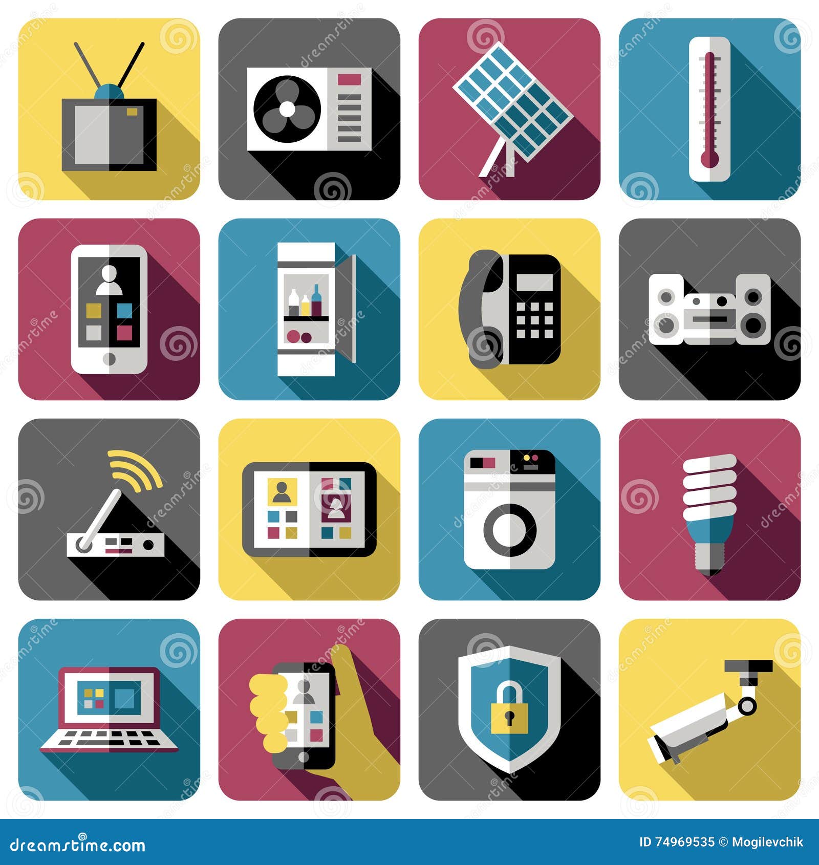 Smart Home Icon Set stock vector. Illustration of guide - 74969535