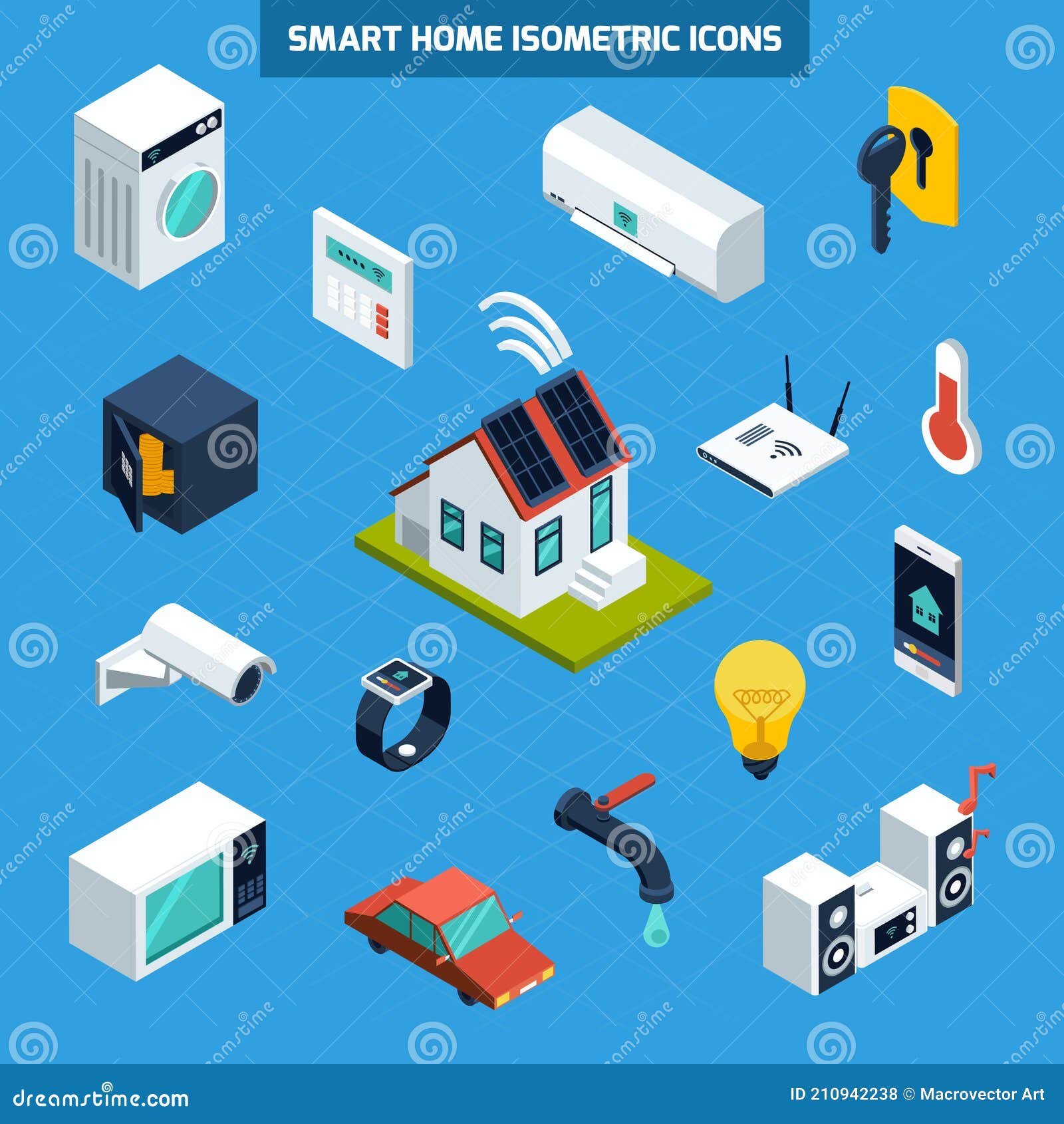 Smart Home Icons Set stock vector. Illustration of home - 210942238