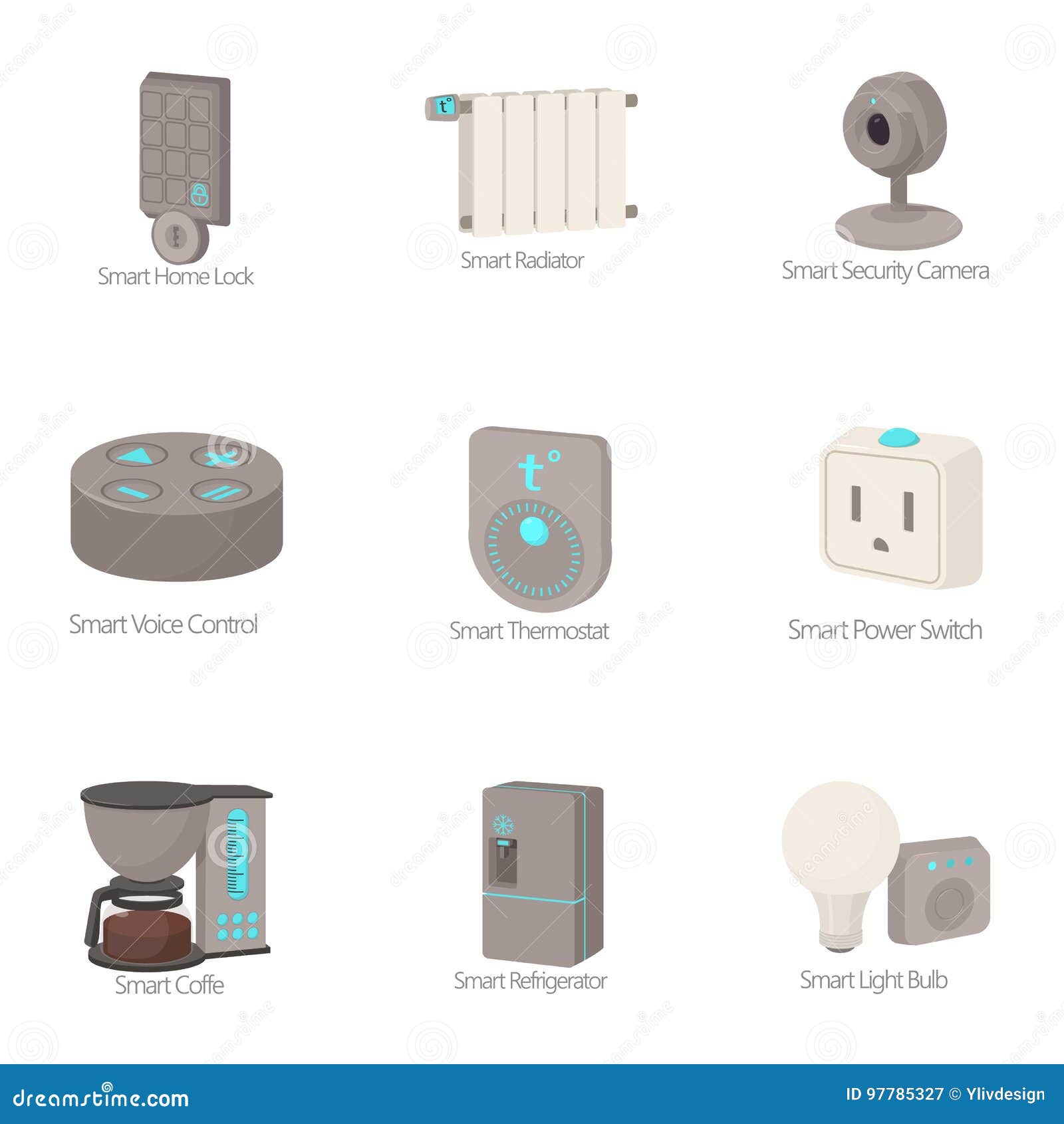 Smart Home Icons Set, Cartoon Style Stock Vector - Illustration of ...
