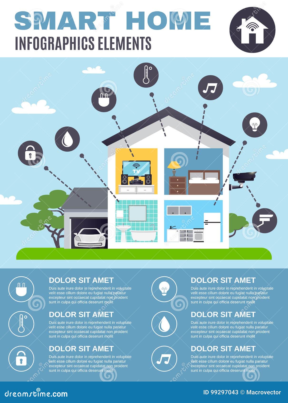 Smart Home Infographics stock vector. Illustration of layout - 99297043
