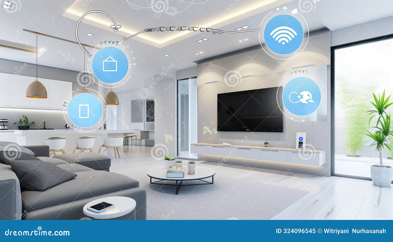 Smart Home Innovation Room Interior . Generative Ai Stock Illustration ...
