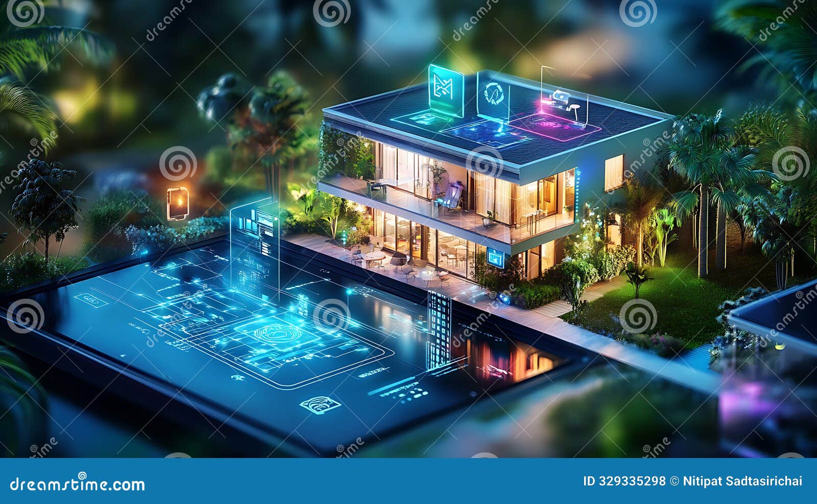 Smart Home with Interconnected Devices, Depicting the Internet of ...
