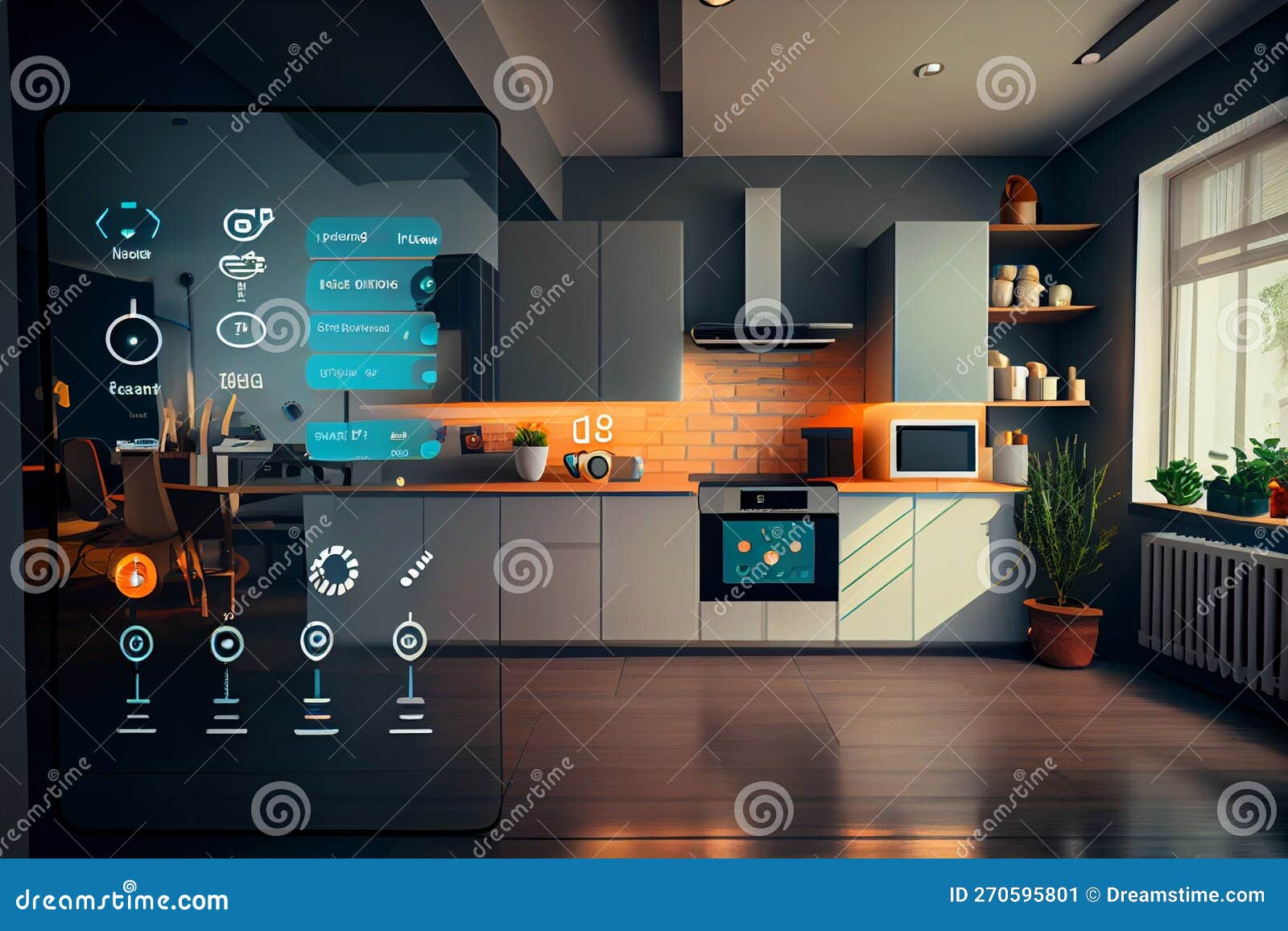 Smart Home Interface with Augmented Realty of IOT Stock Illustration ...