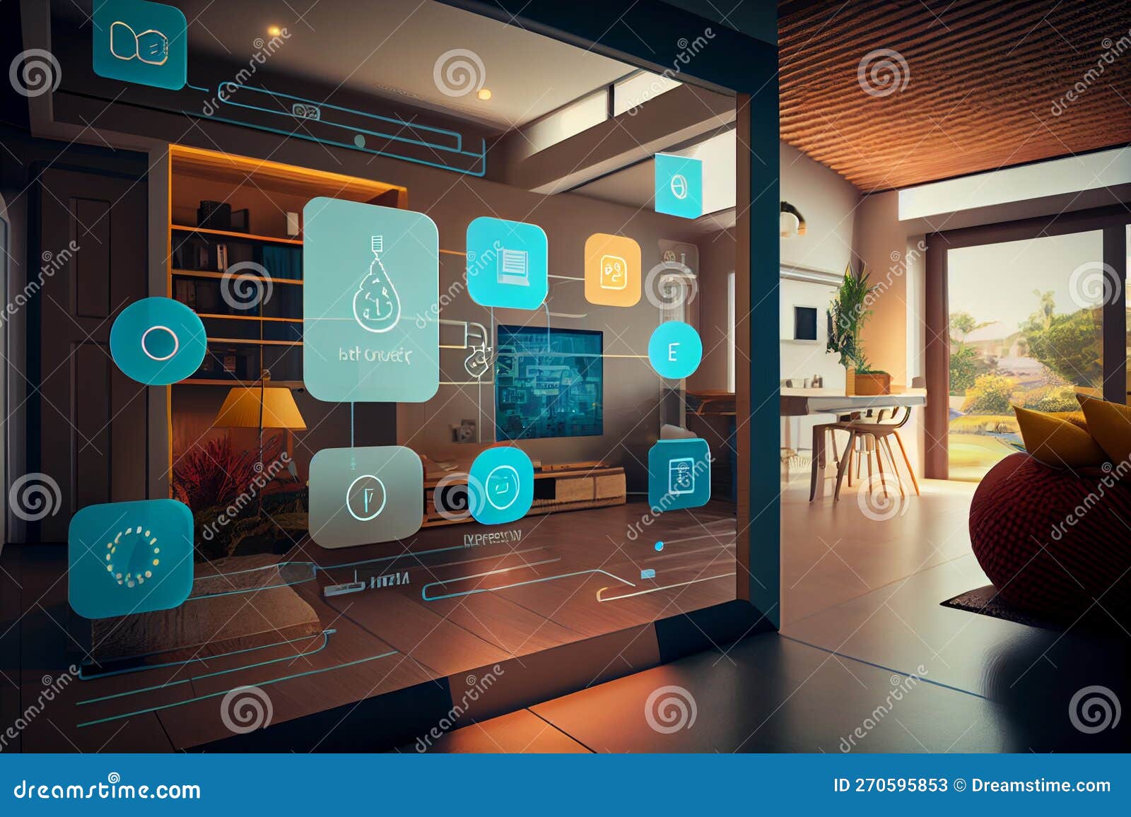 Smart Home Interface with Augmented Realty of IOT Stock Illustration ...