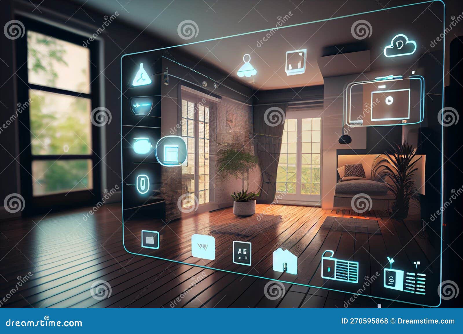 Smart Home Interface with Augmented Realty of IOT Stock Illustration ...