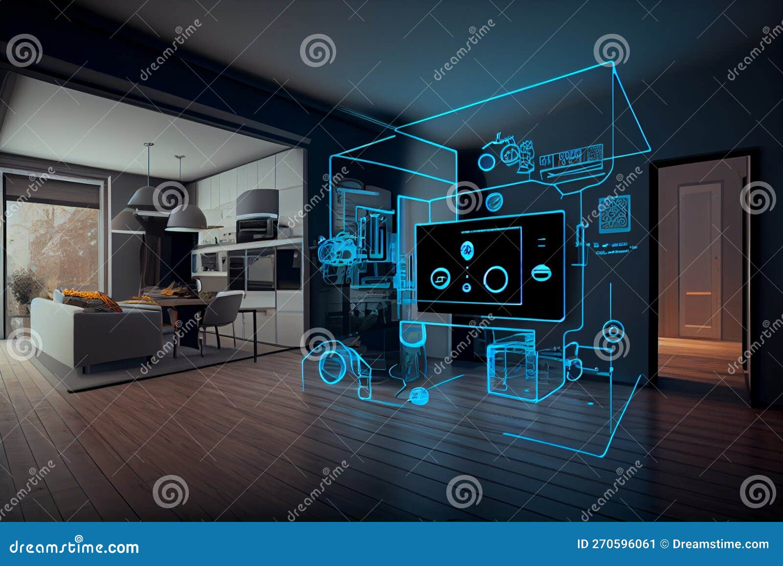 Smart Home Interface with Augmented Realty of IOT Stock Illustration ...