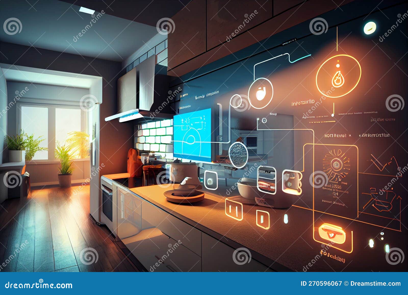 Smart Home Interface with Augmented Realty of IOT Stock Illustration ...