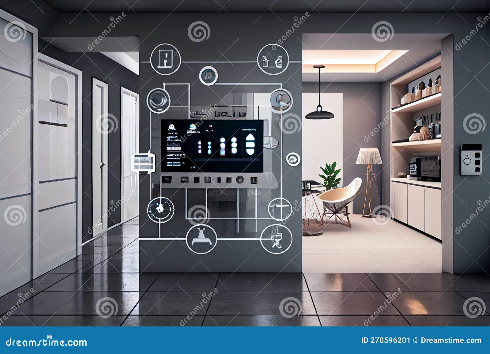 Smart Home Interface with Augmented Realty of IOT Stock Illustration ...