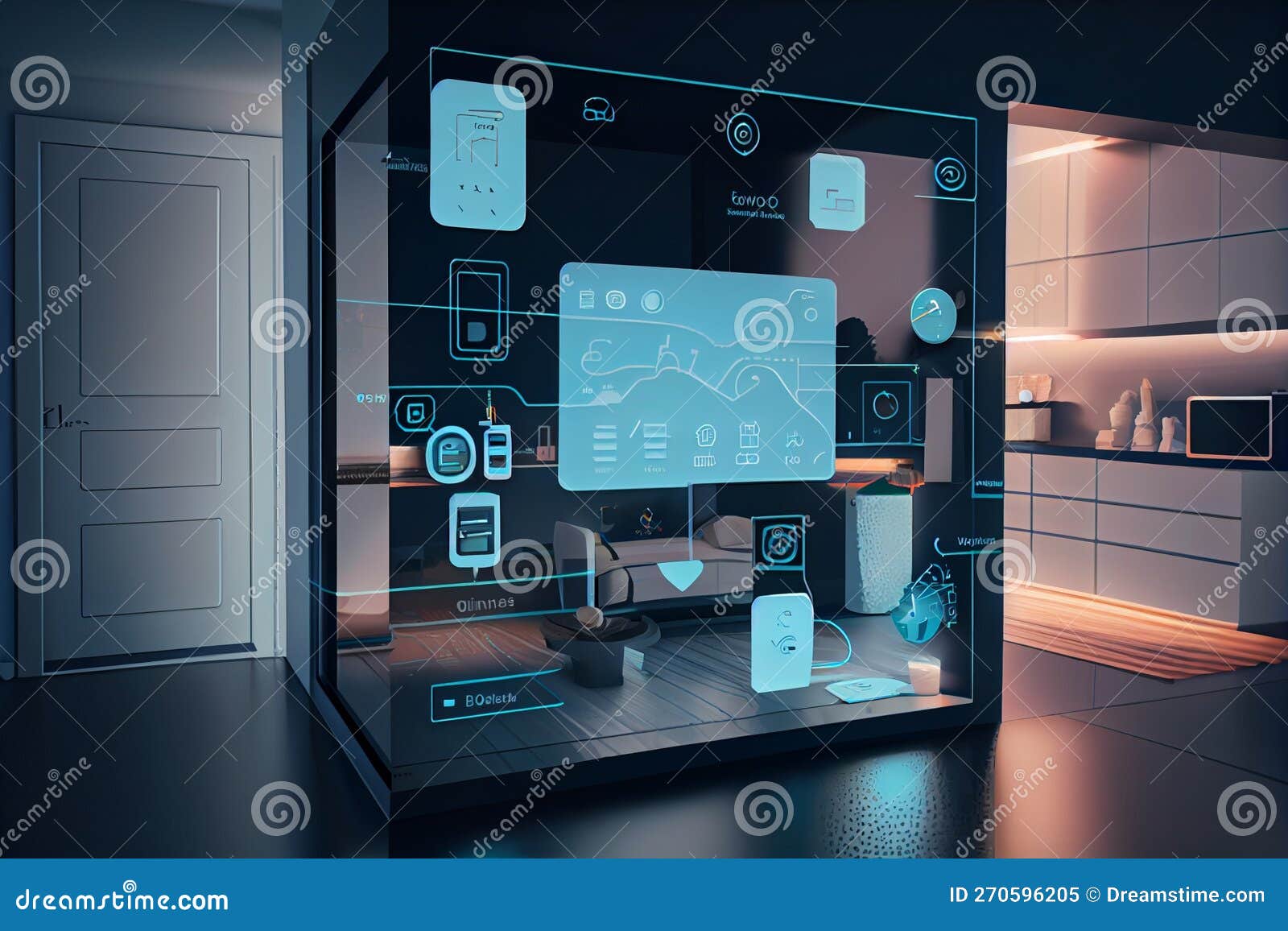 Smart Home Interface with Augmented Realty of IOT Stock Illustration ...