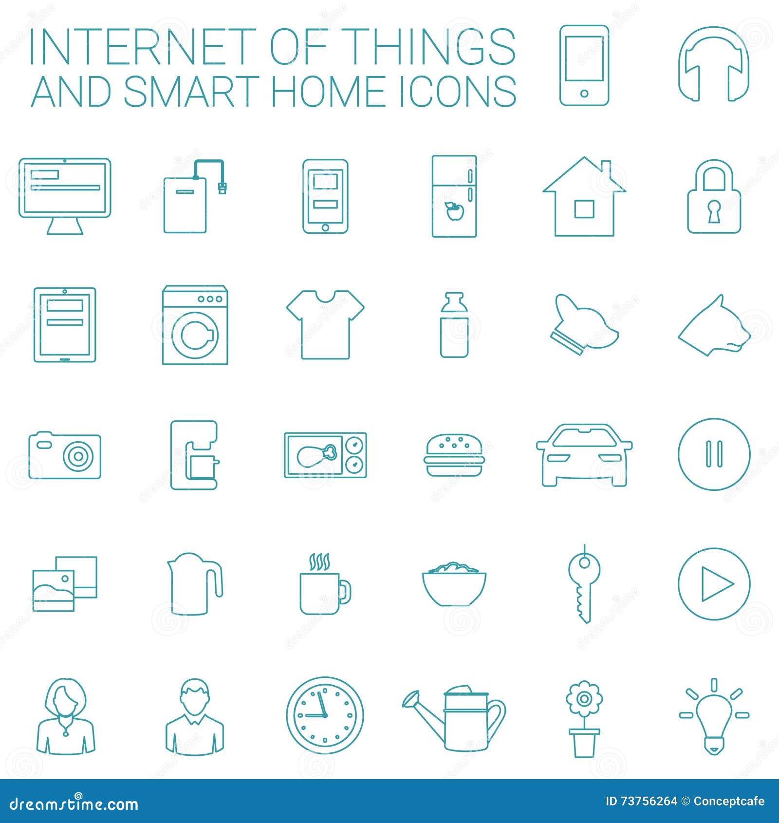 Smart Home and Internet of Things Icon Set Stock Vector - Illustration ...