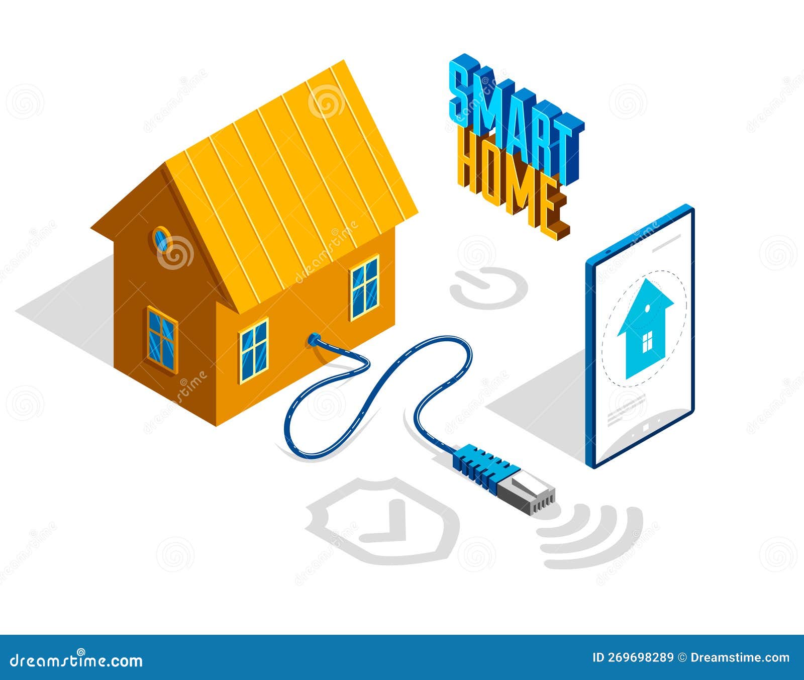 Smart Home IOT Concept Electronics Modern House Vector Isometric ...