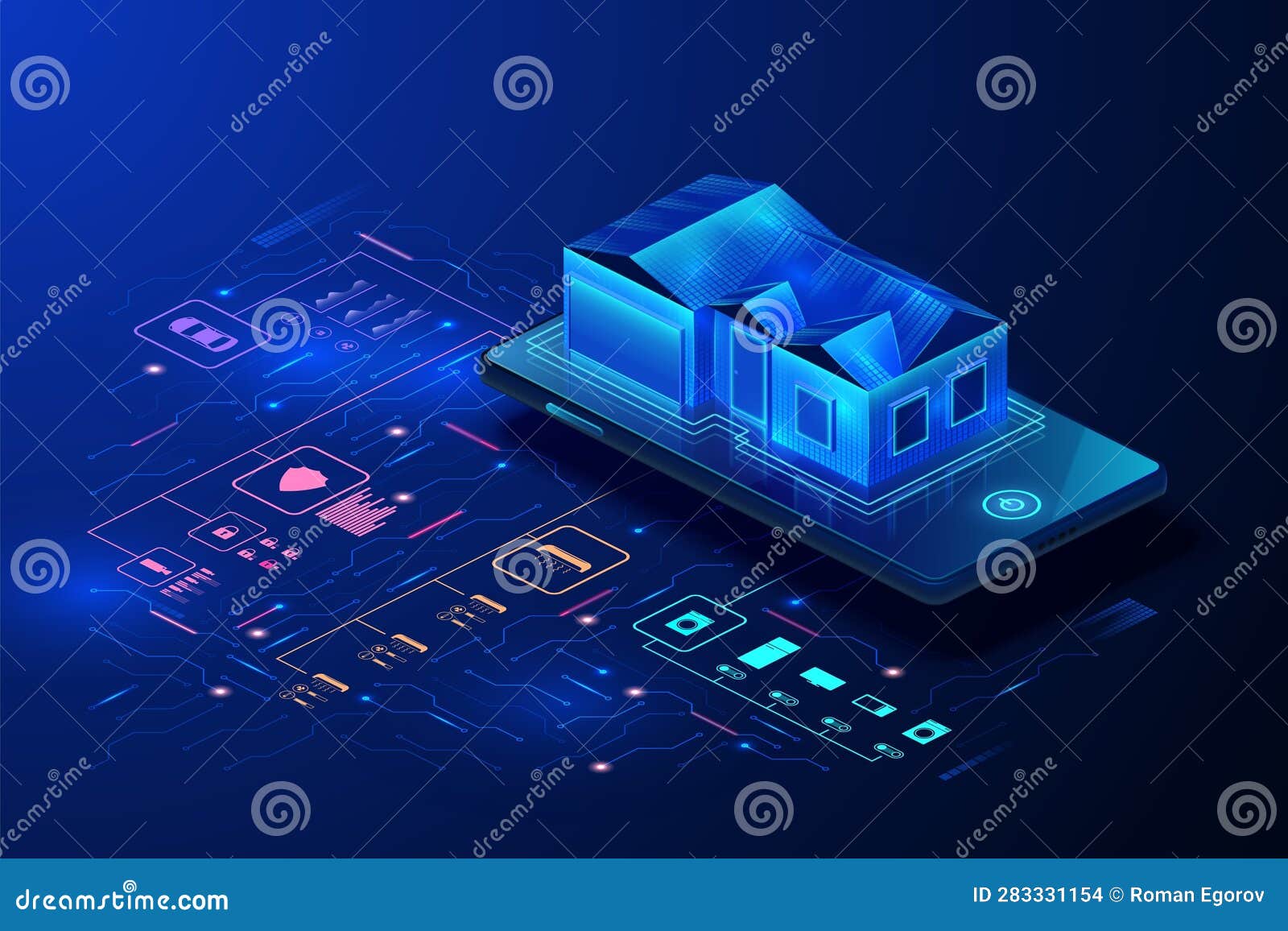 Smart Home. IOT Technology. House Internet Management. Building System ...