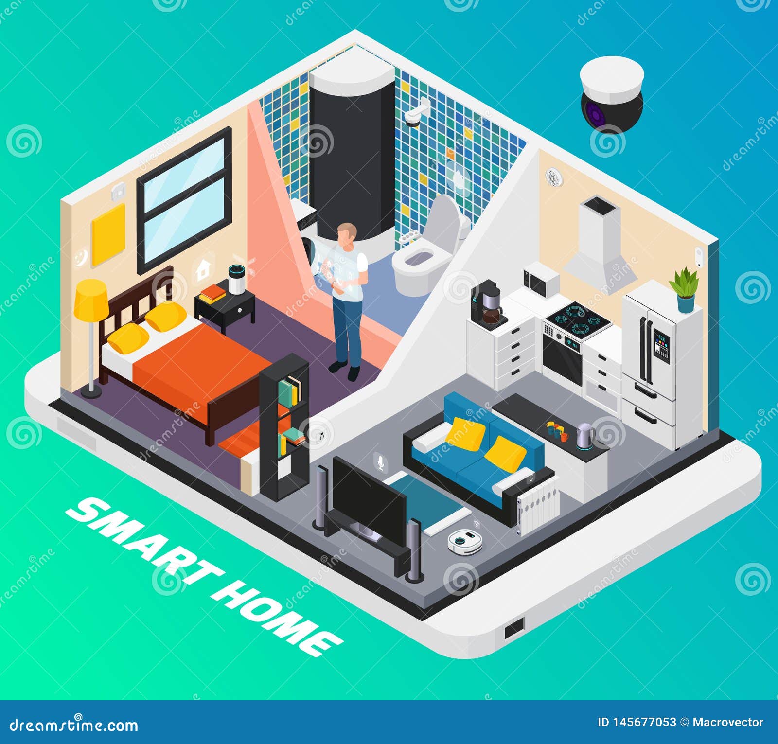 Smart Home Isometric Composition Stock Vector - Illustration of ...
