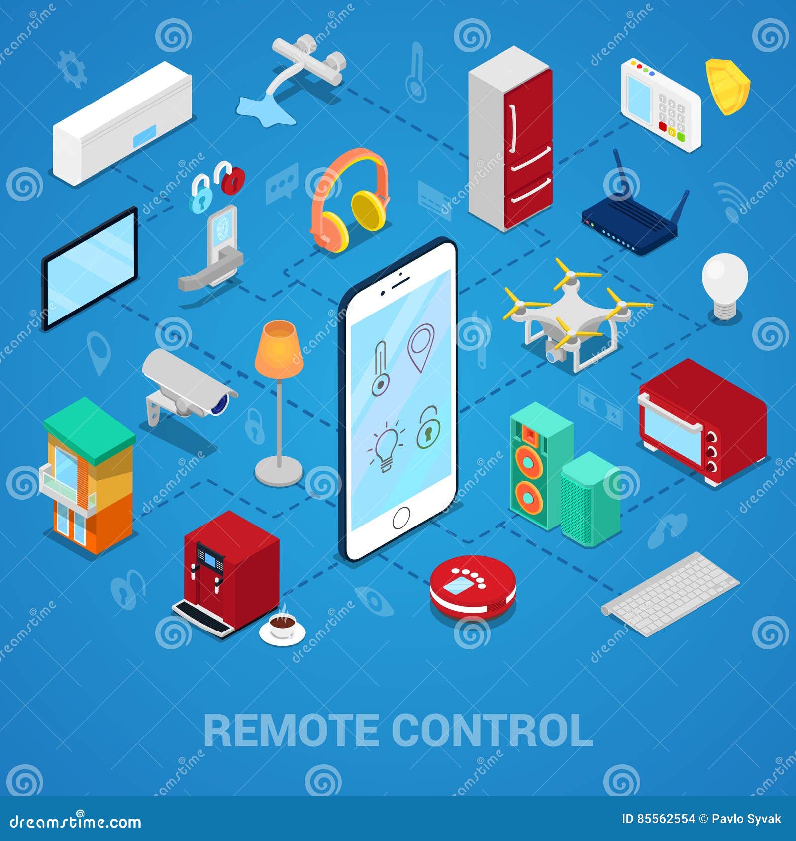 Smart Home Isometric Concept. Remote Control Stock Vector ...