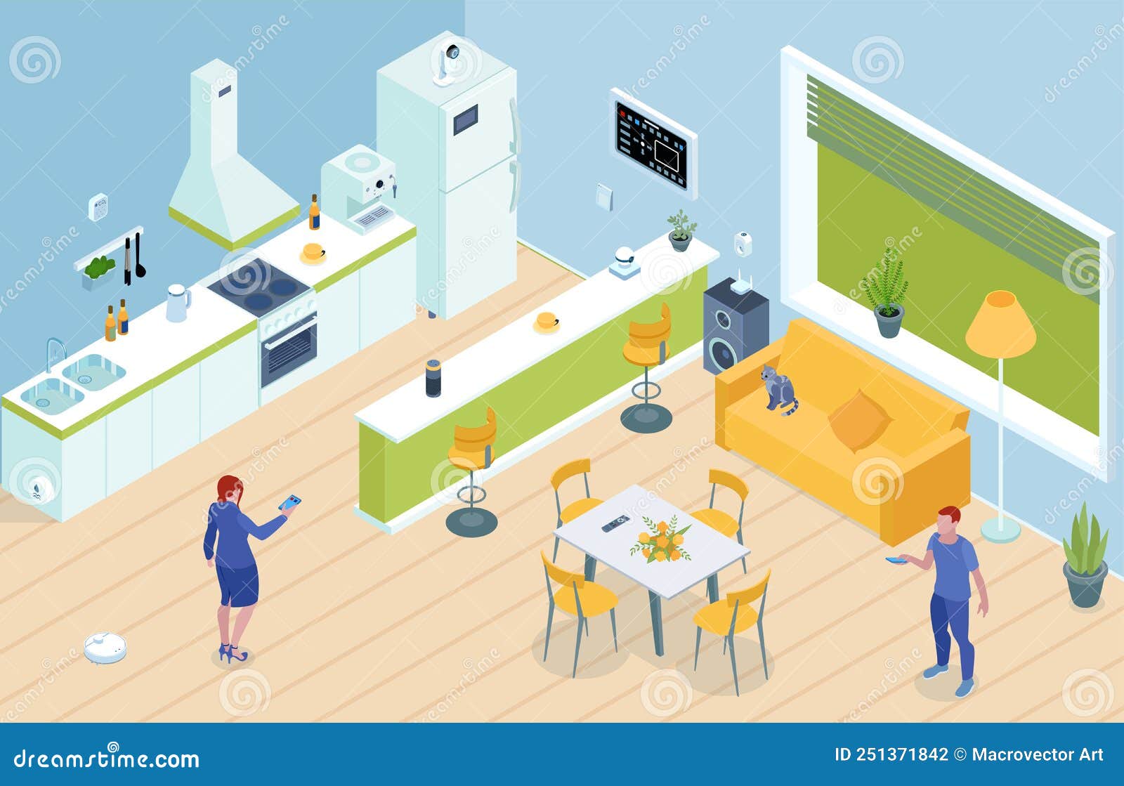 Smart Home Isometric Interior Stock Vector - Illustration of appliance ...