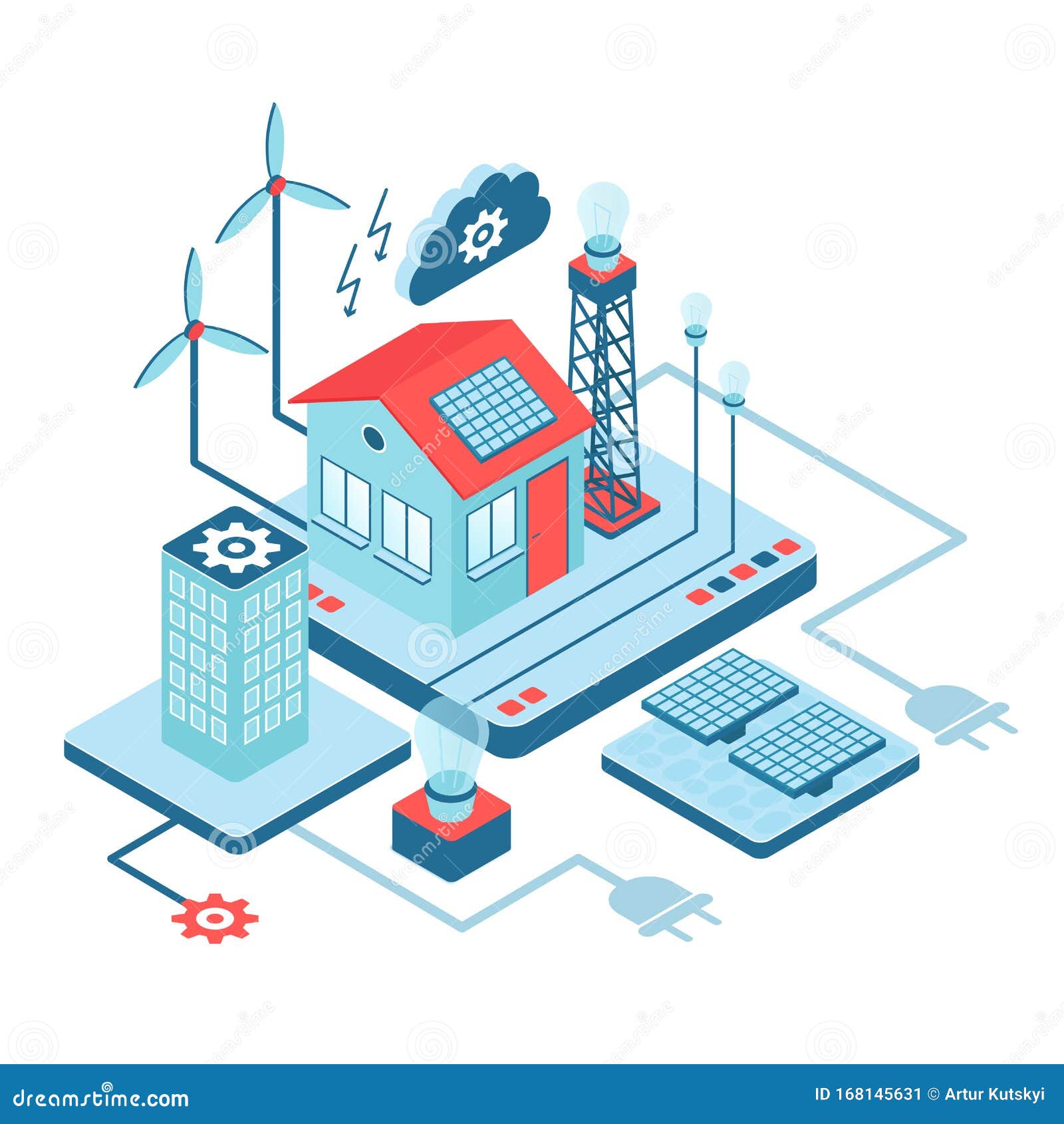 Smart Home Isometric Vector Illustration Stock Vector - Illustration of ...