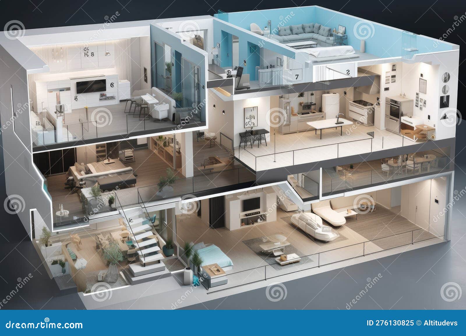 Smart Home, with Key Devices and Systems Connected To a Central Hub for ...