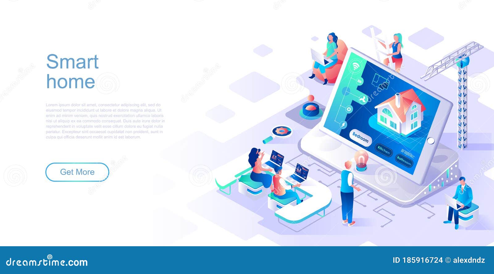 Smart Home Landing Page Vector Template. Stock Vector - Illustration of ...