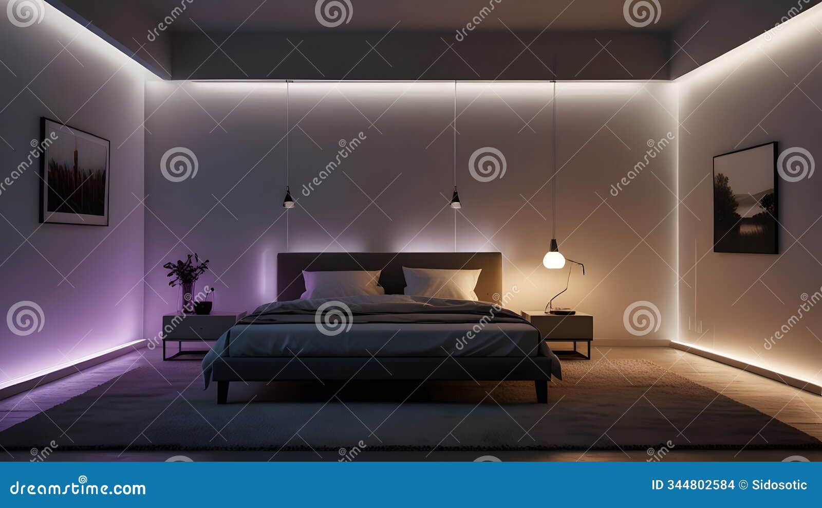 Smart Home Lighting with AI-Controlled LED Lights Stock Illustration ...