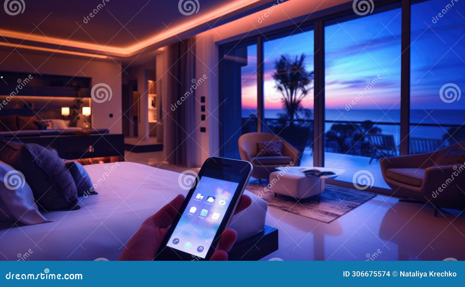 Smart Home. Lighting Control Via a Mobile Application Stock ...