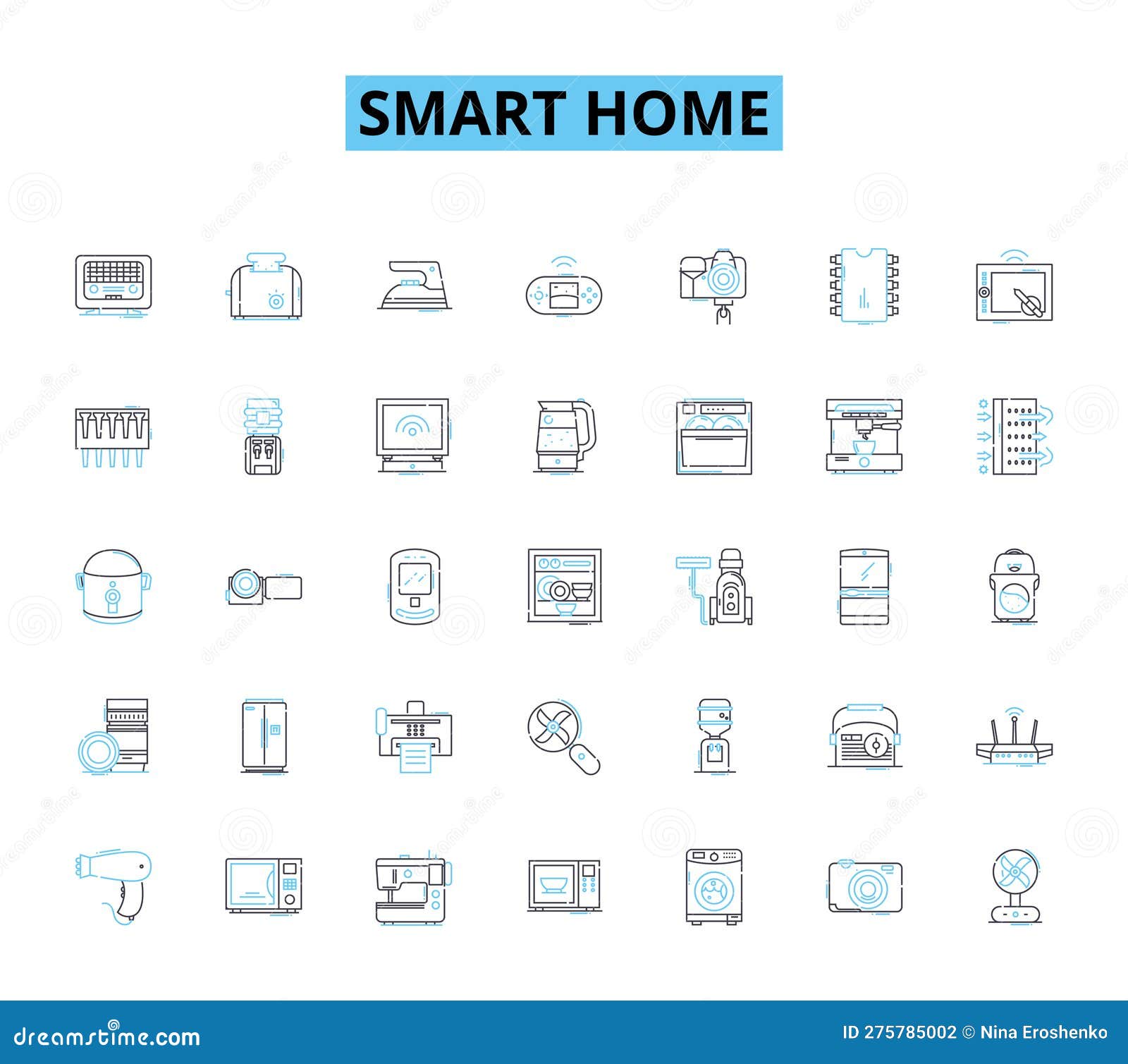 Smart Home Linear Icons Set. Automation, Integration, Control, Security ...