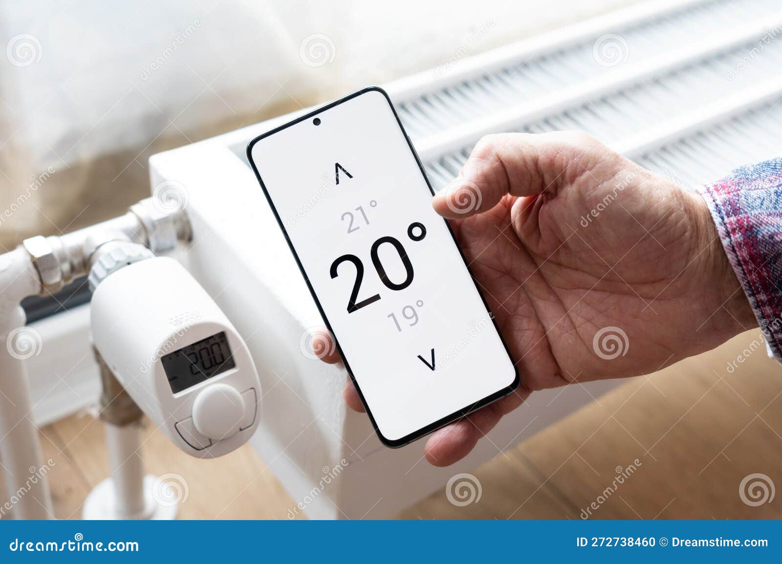 Smart Home: Man Controlling Heating Using App Stock Photo - Image of ...