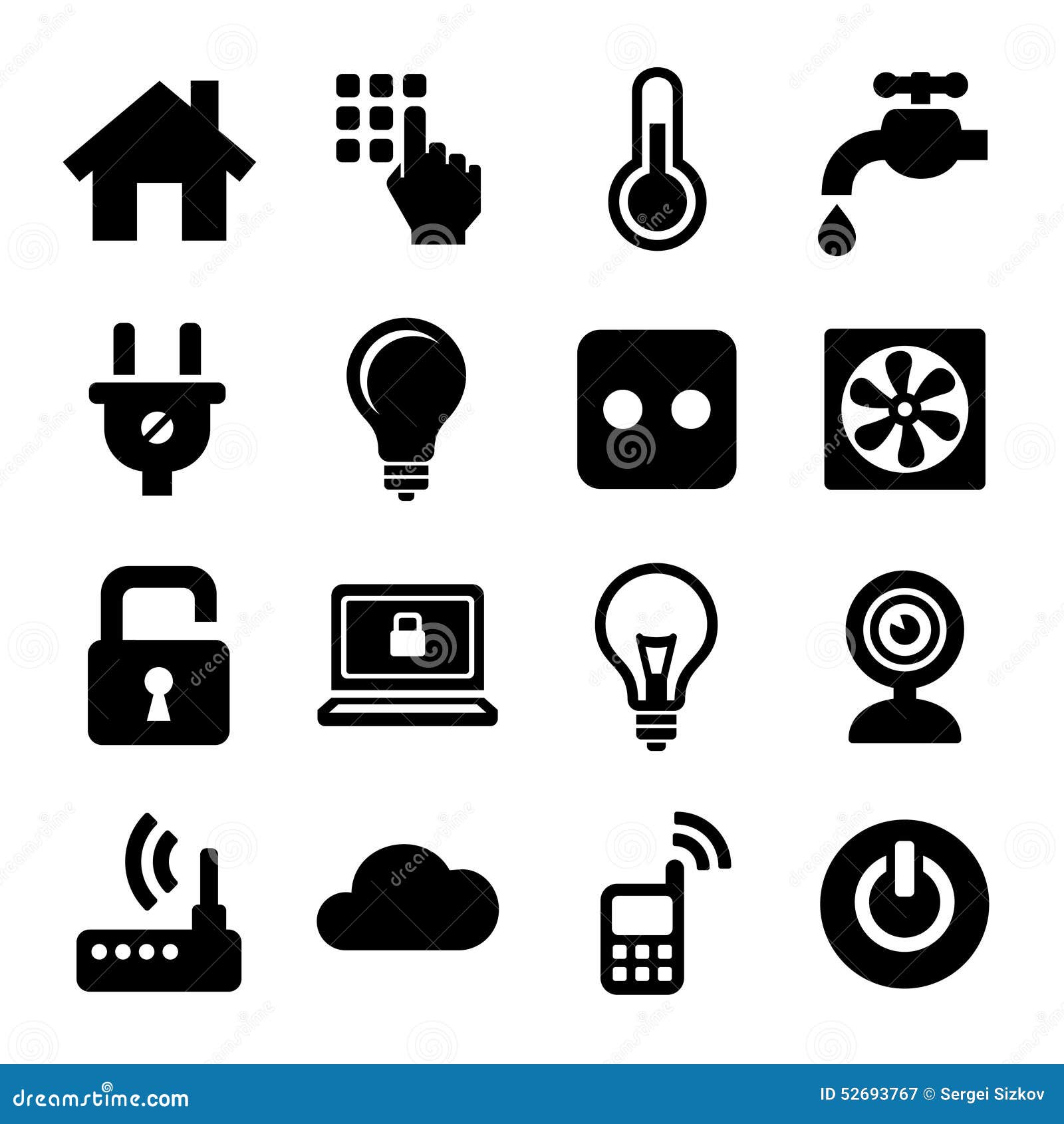 Smart Home Management Icons Set. Vector Stock Vector - Illustration of ...