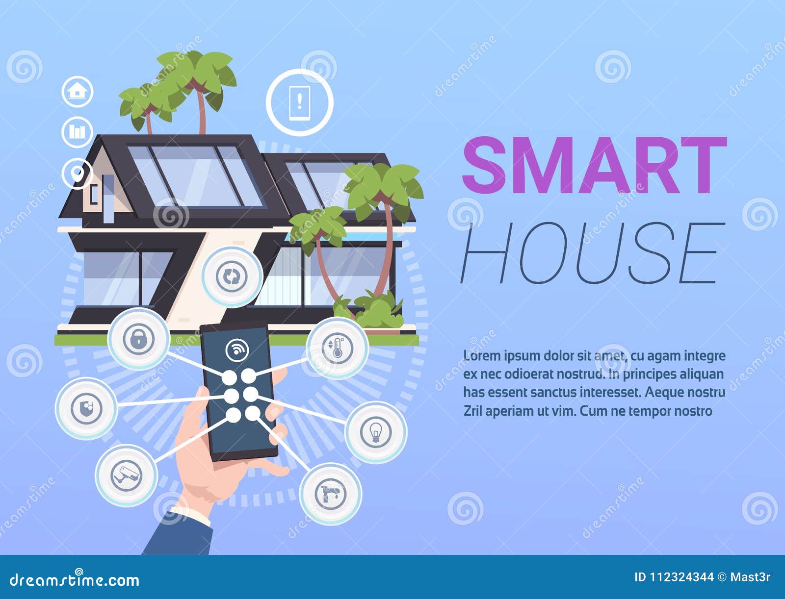 Smart Home Management System of Control with Hands Holding Smartphone ...