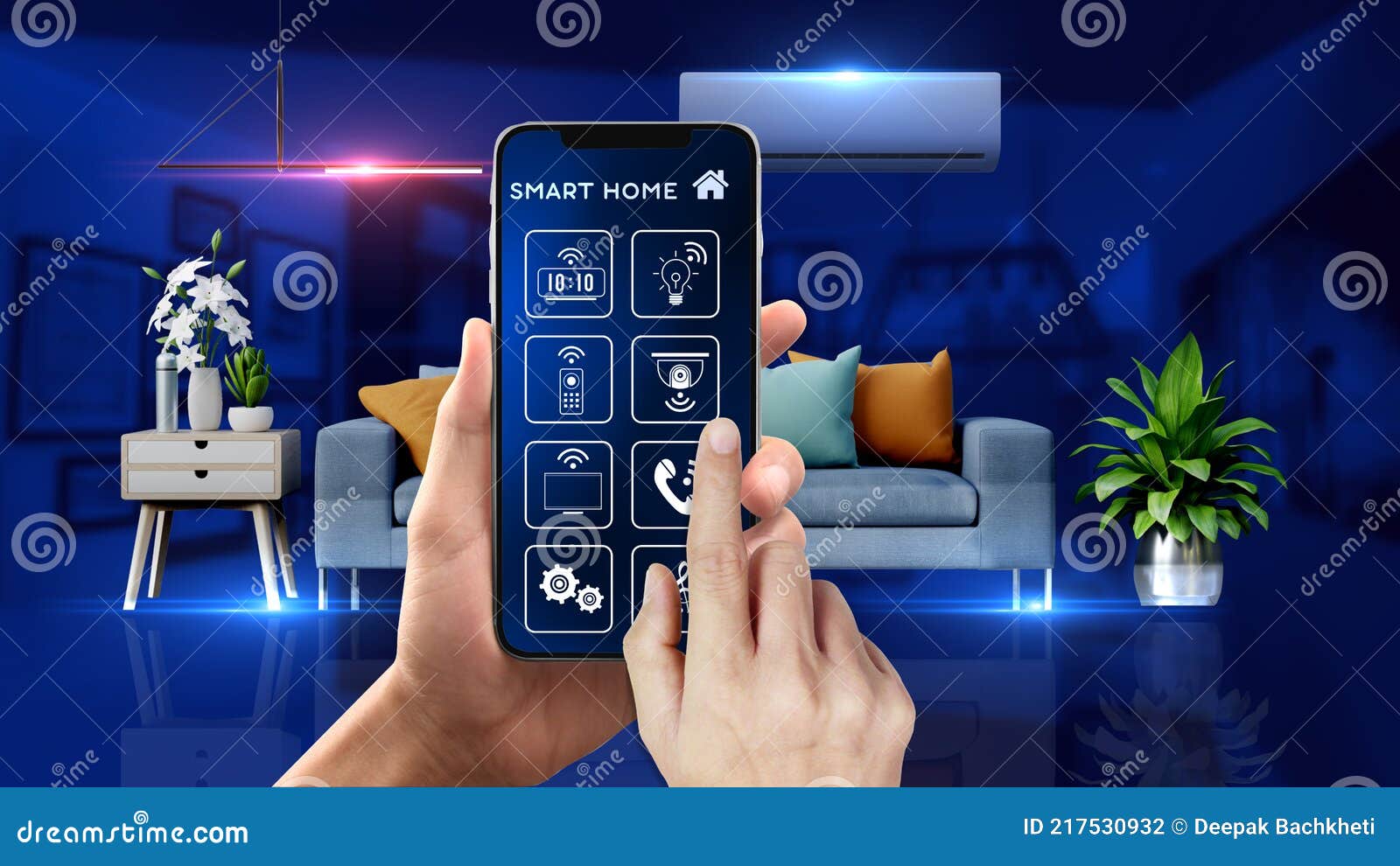 Smart Home Mobile Phone Control Concept Stock Illustration ...