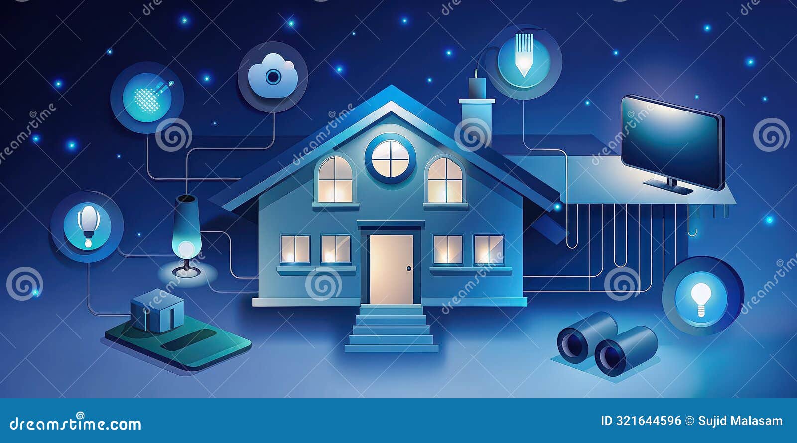 Smart Home with Multiple Interconnected Devices Including Lights ...