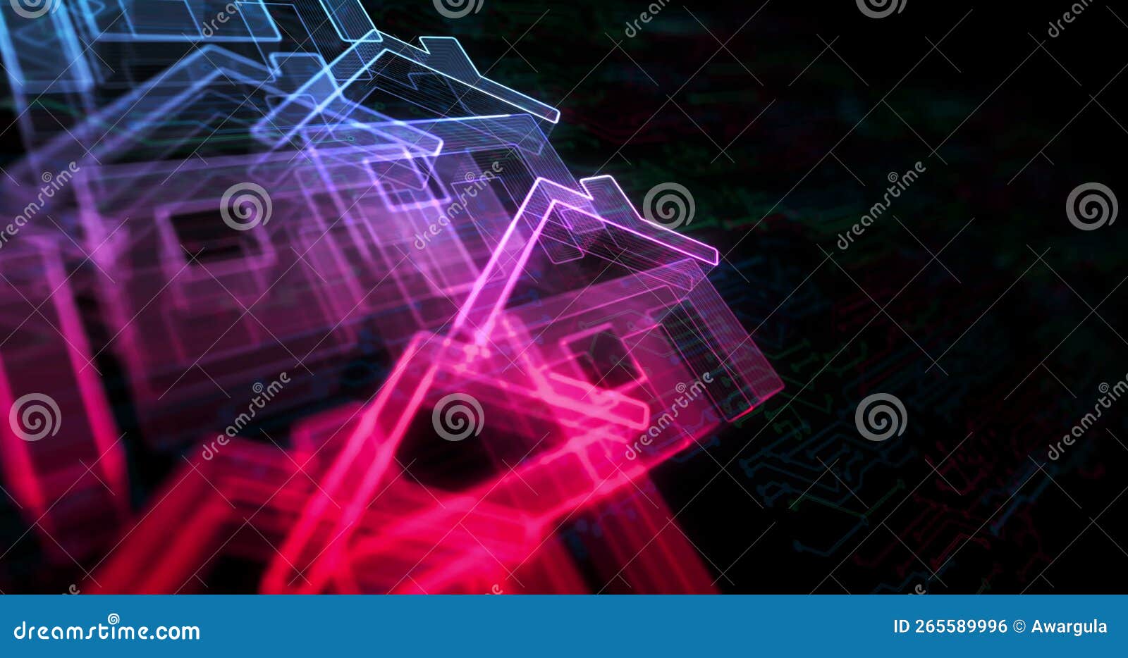 Smart Home Network System and House Control Symbol Cyber Loop Concept ...