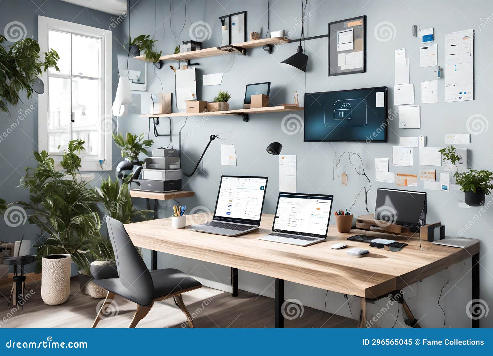 A Smart Home Office Setup with IoT (Internet of Things) Devices, Stock ...