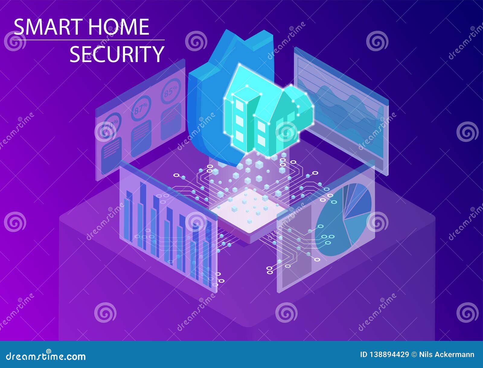 Smart Home Security Concept. 3d Isometric Vector Illustration Stock ...