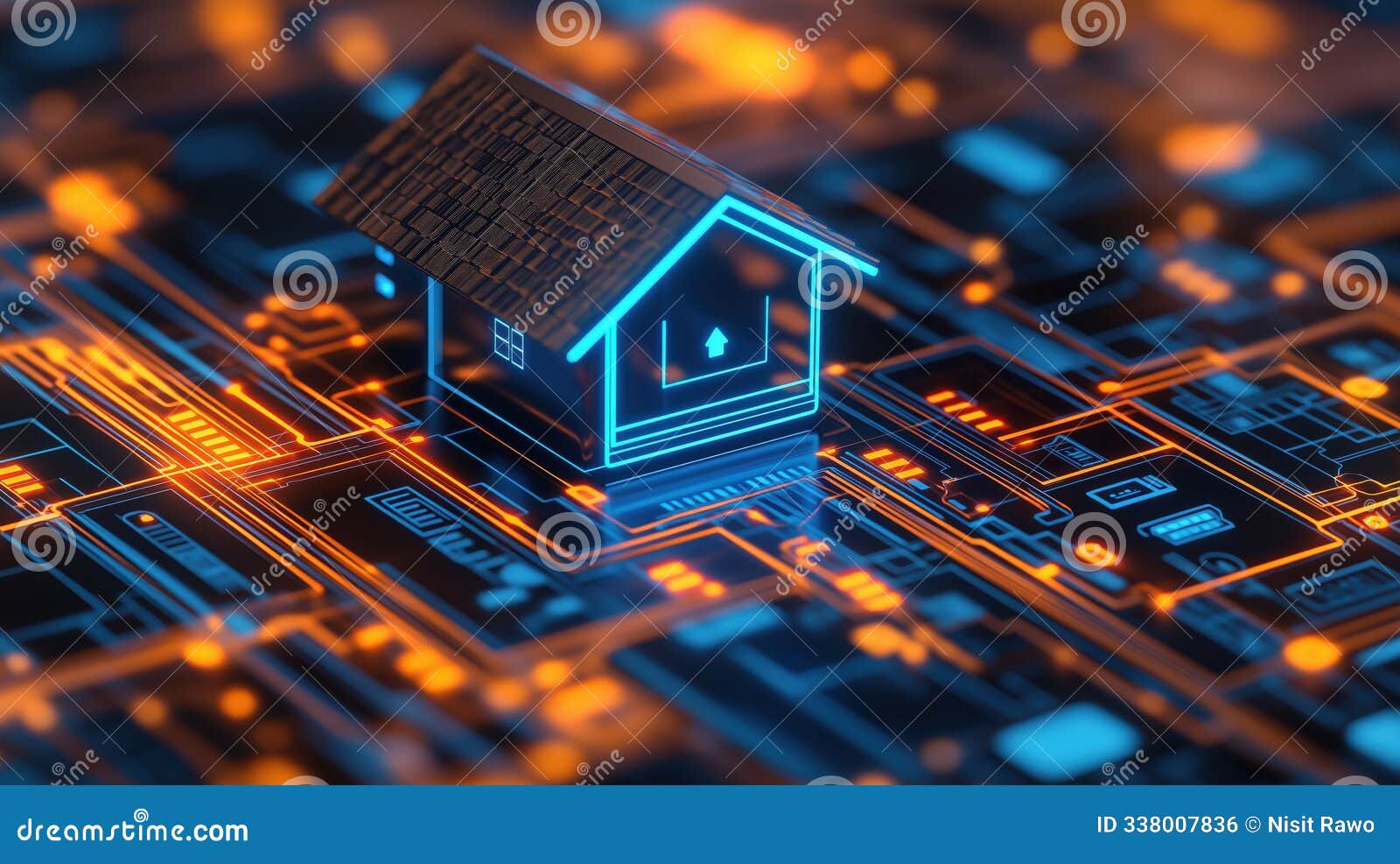Smart Home Security System Concept in Digital Environment Stock Photo ...