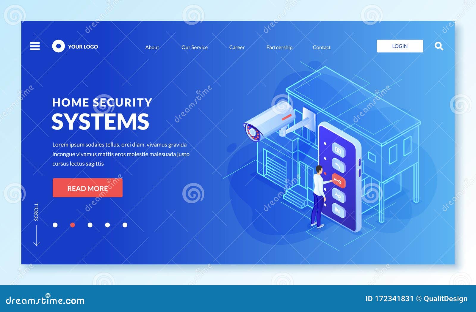 Smart Home Security System Concept. Vector 3d Isometric Illustration ...