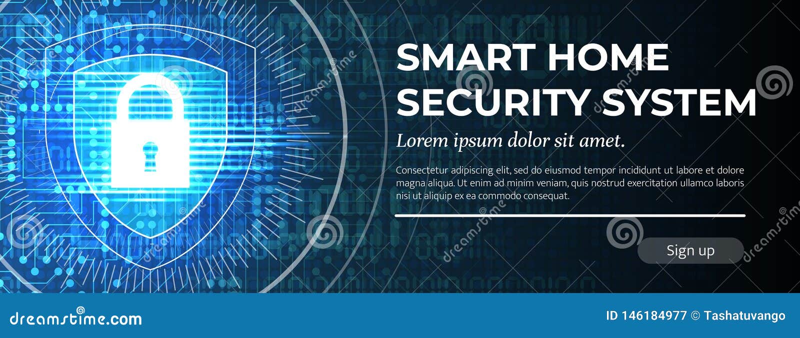 Smart Home Security System - Web Banner Template. Stock Vector ...