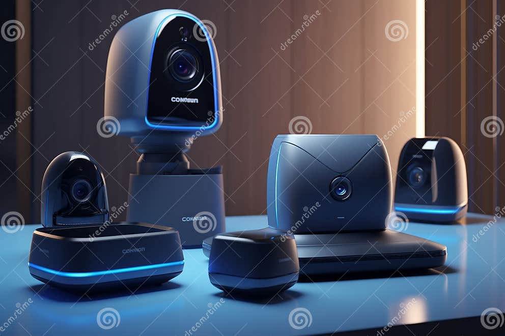 Smart Home Security Systems with Cameras and Senso Stock Illustration ...