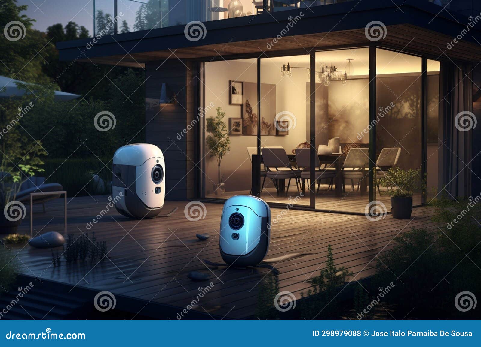 Smart Home Security Systems with Cameras and Senso Stock Illustration ...
